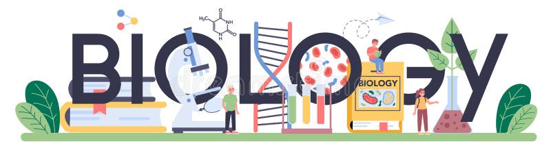 Biology Typographic Header. Scientist Exploring Human and Nature Stock ...