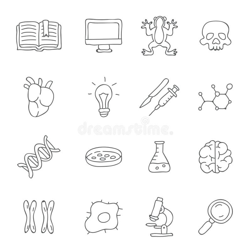 Biology. Vector icons. stock vector. Illustration of microscope - 63218297