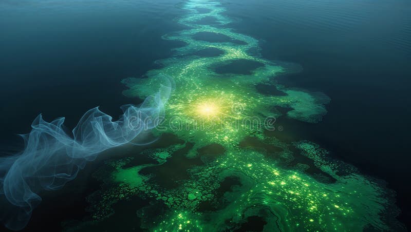 Bioluminescent Algae Bloom Forming a River of Light in the Ocean at ...