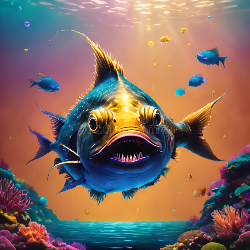 Bioluminescent Anglerfish Illustration: Deep Sea Predator and ...