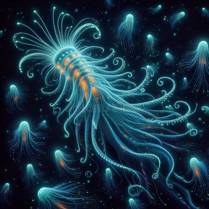 Bioluminescent Bards Deep Sea Creatures Communicate Elaborate St Stock ...