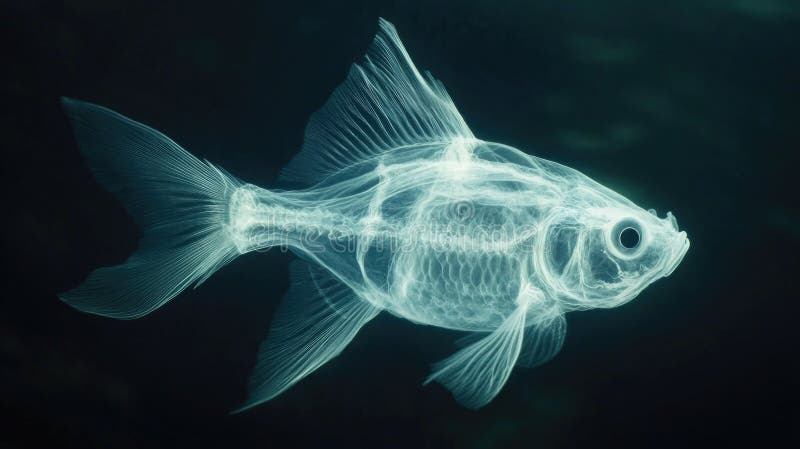 A Bioluminescent Fish Emitting Light in the Dark Ocean Floor Stock ...