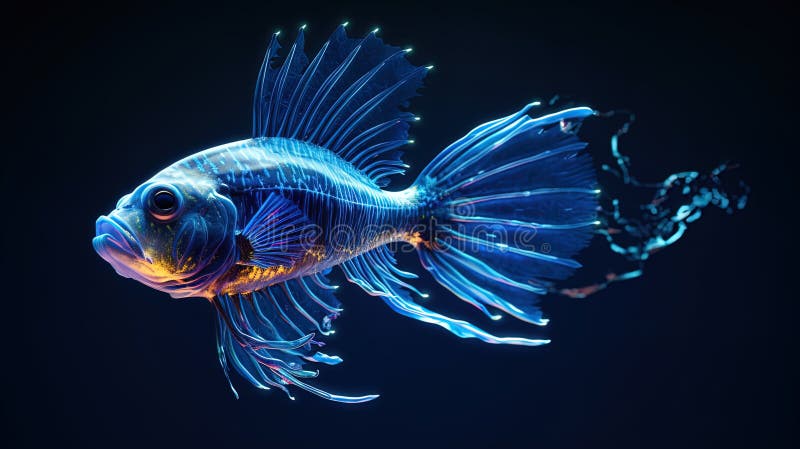 Bioluminescent Fish in the Deep Sea Stock Illustration - Illustration ...