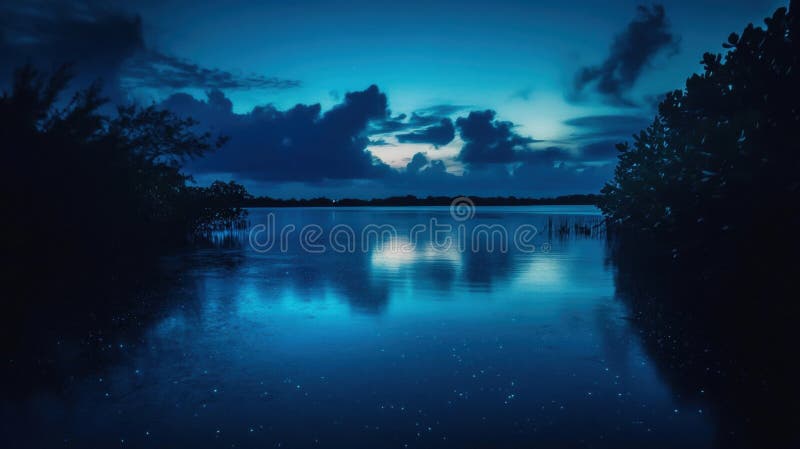 Bioluminescent Indian River Lagoon Water at Night Showcasing Glowing ...