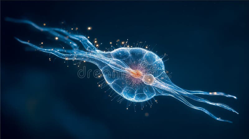 Bioluminescent Jellyfish in Deep Ocean Stock Photo - Image of oceanic ...