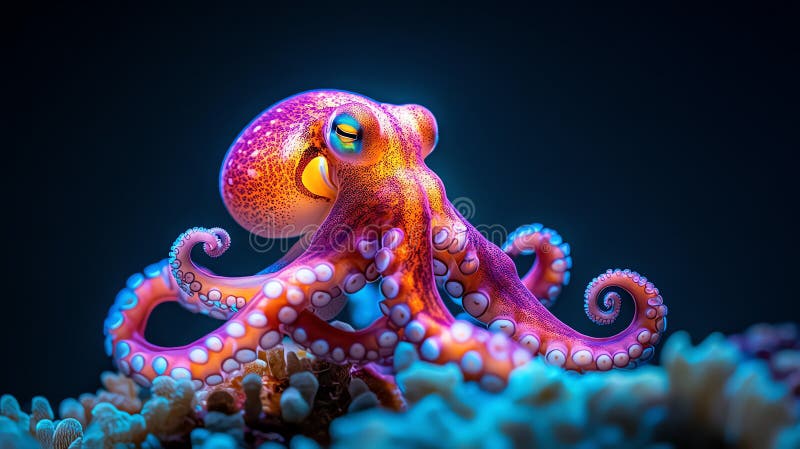 Bioluminescent Octopus, AI Generated Stock Illustration - Illustration ...