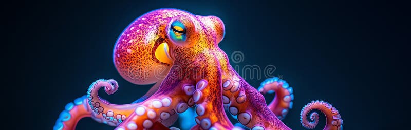 Bioluminescent Octopus, AI Generated Stock Illustration - Illustration ...