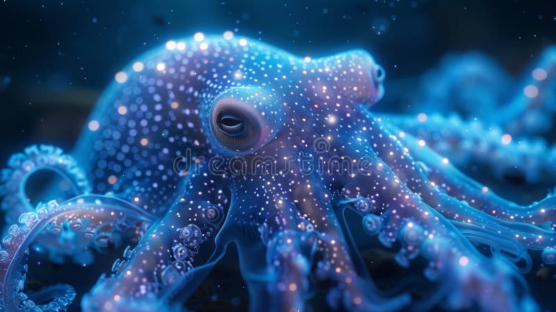Bioluminescent Octopus. Looks so Unreal Stock Illustration ...