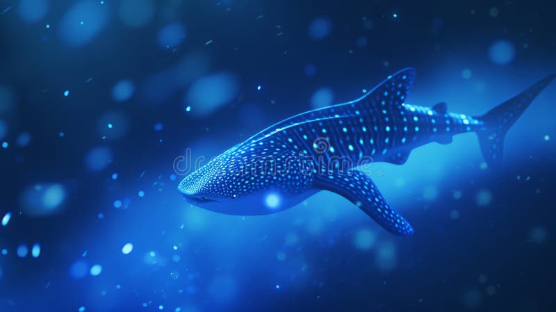 Bioluminescent Whale Shark Swimming Deep Ocean Stock Photos - Free ...