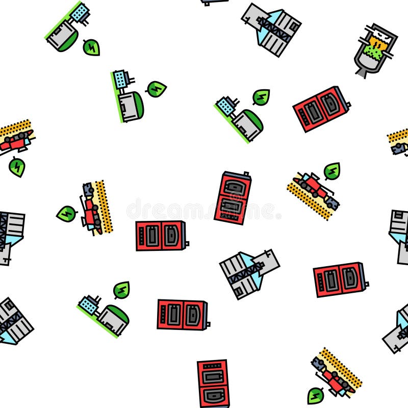 Biomass Energy Plant Power Seamless Pattern Vector Stock Illustration ...