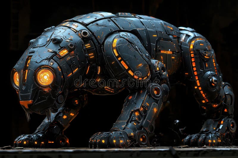 Biomechanical Creature with Glowing Features, Showcasing Intricate ...