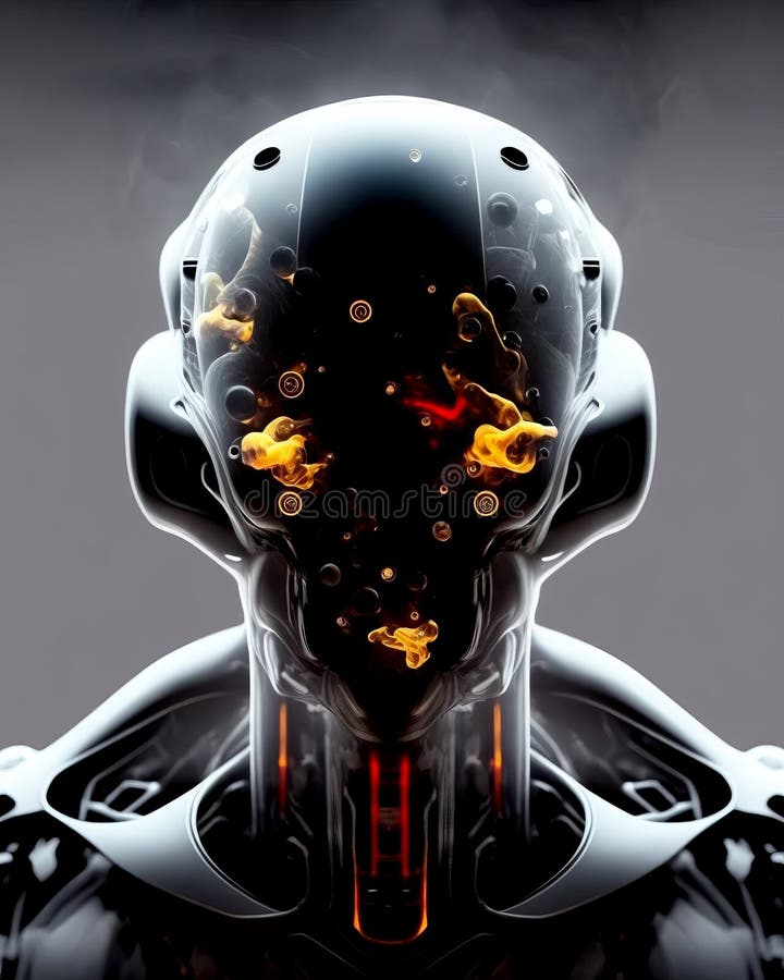 Biomechanical Humanoid Portrait. Beautiful Illustration Picture Stock ...
