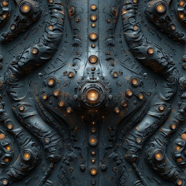 Biomechanical Fusion with Glowing Elements Stock Illustration ...