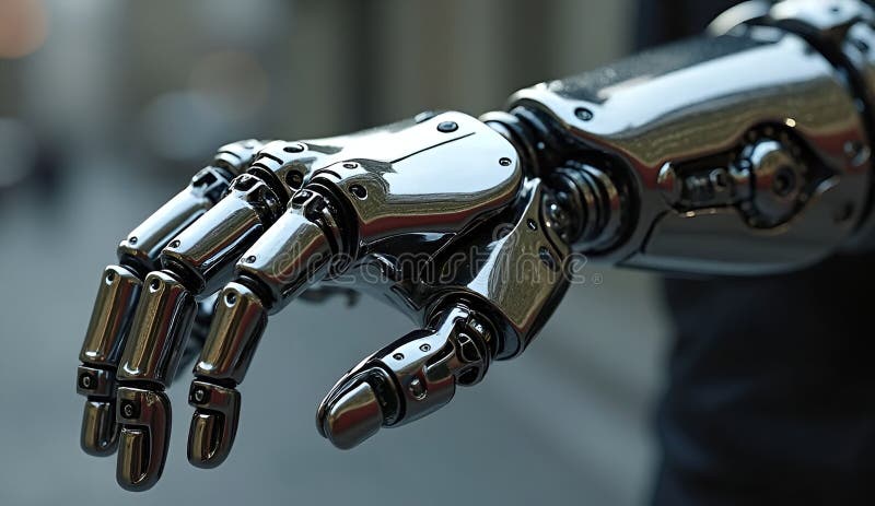 A Biomechanical Arm Made of Liquid Mercury Stock Illustration ...