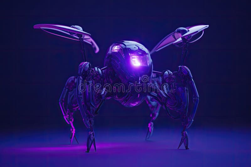 Biomechanical Robot on a Purple Background Stock Illustration ...