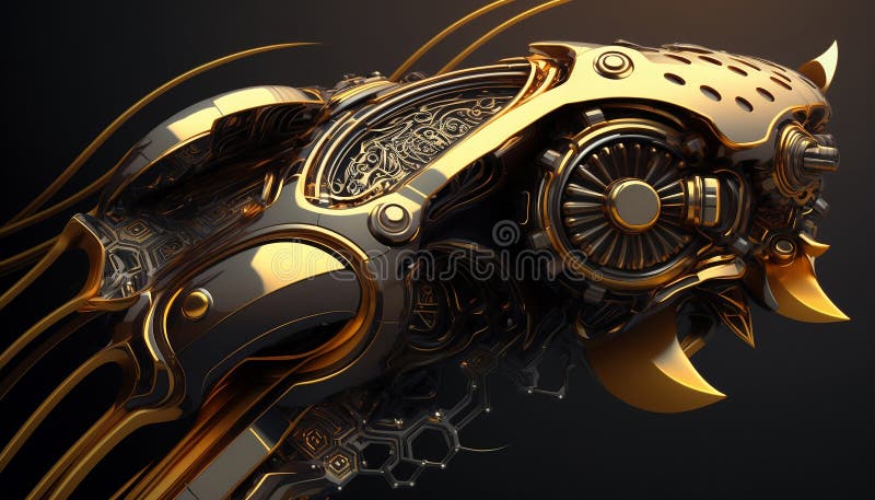 Biomechanical Robotic Element of the Golden Robot. Generated AI Stock ...