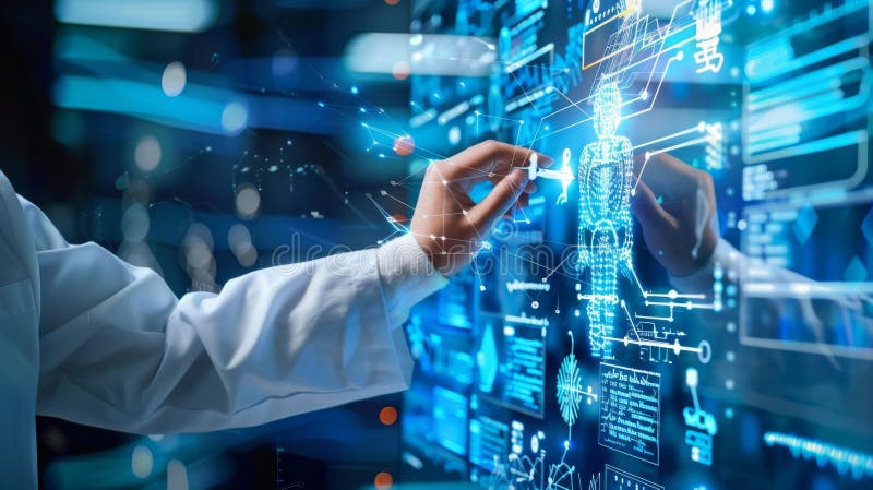 Biomedical Engineer Interacting with Digital Interface Stock ...