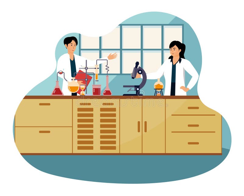 Biomedical Engineering Concept. Scientists Conducting Experiments in a ...