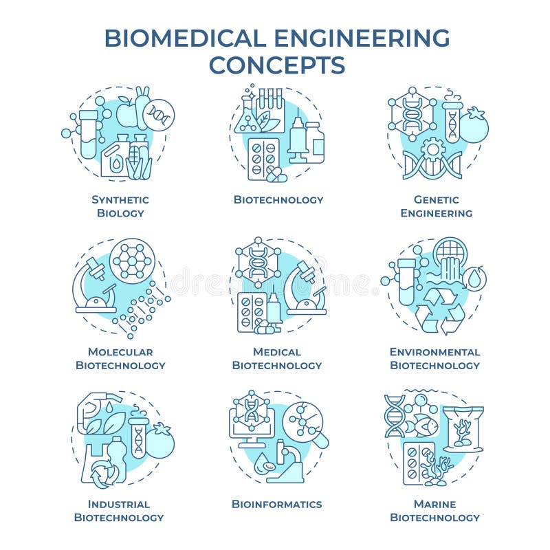 Biomedical Engineering Soft Blue Concept Icons Stock Vector ...
