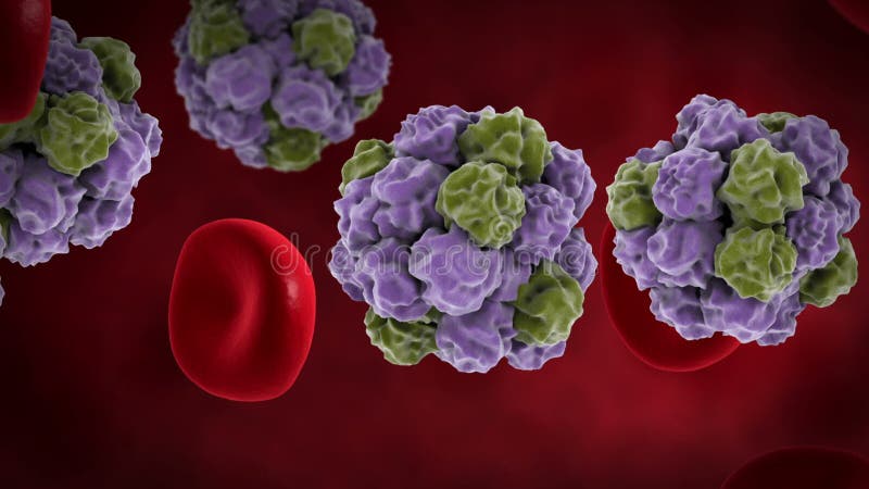 Biomedical Visualization of the Norovirus with Red Blood Cells Stock ...