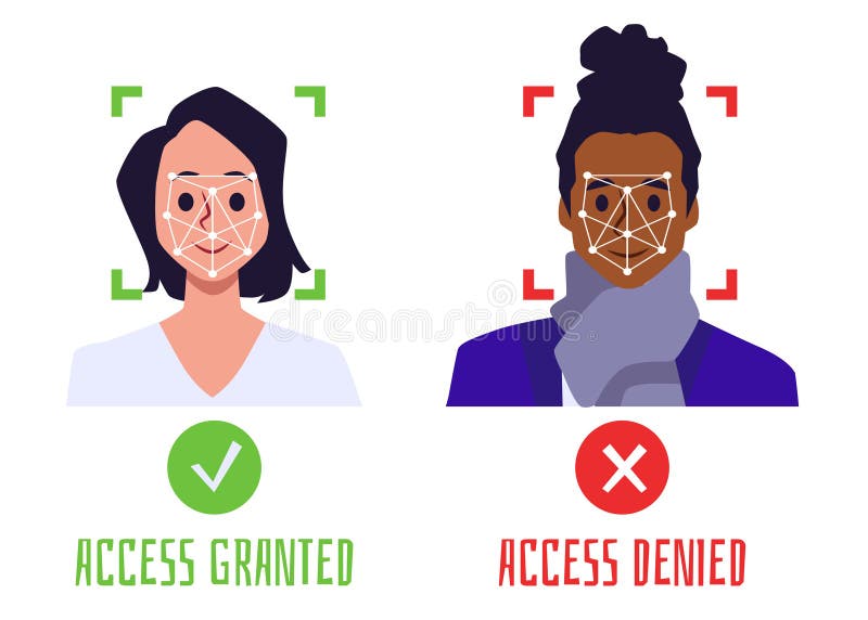 Biometric Access Face Scanning Technology Flat Vector Illustration ...