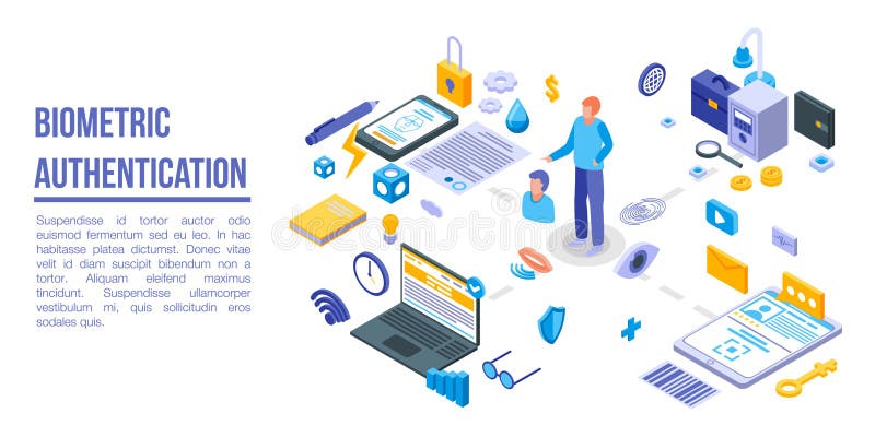 Biometric Authentication Concept Banner, Isometric Style Stock Vector ... Biometric Authentication Concept Banner, Isometric Style Stock Vector ...