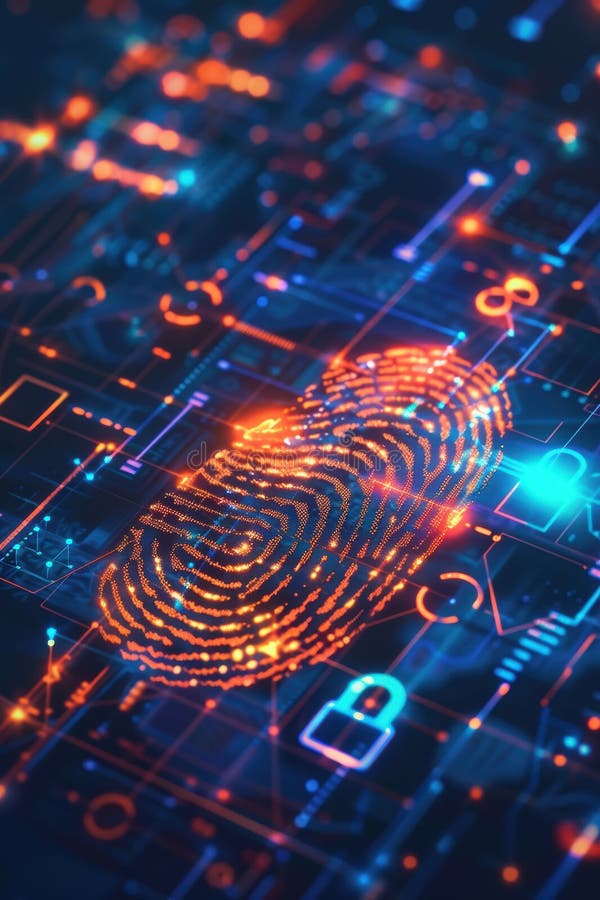 Biometric Authentication Concept Digital Fingerprint Security Locks Identity Protection Stock ...