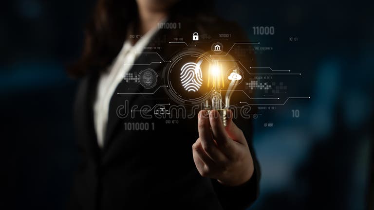 Biometric Authentication and Cybersecurity System Latch Stock Illustration - Illustration of ...