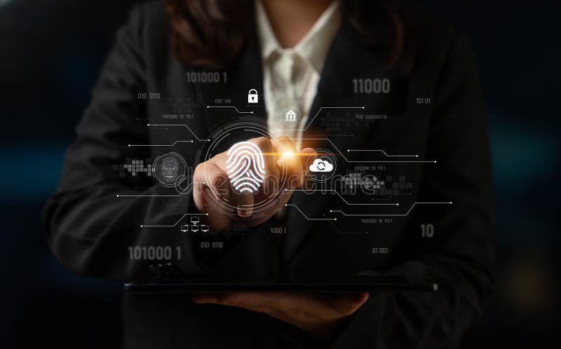 Biometric Authentication and Cybersecurity System Latch Stock Image - Image of face, system ...