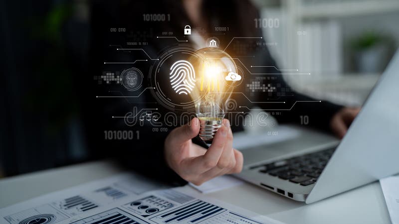 Biometric Authentication and Cybersecurity System Latch Stock Photo - Image of security ...