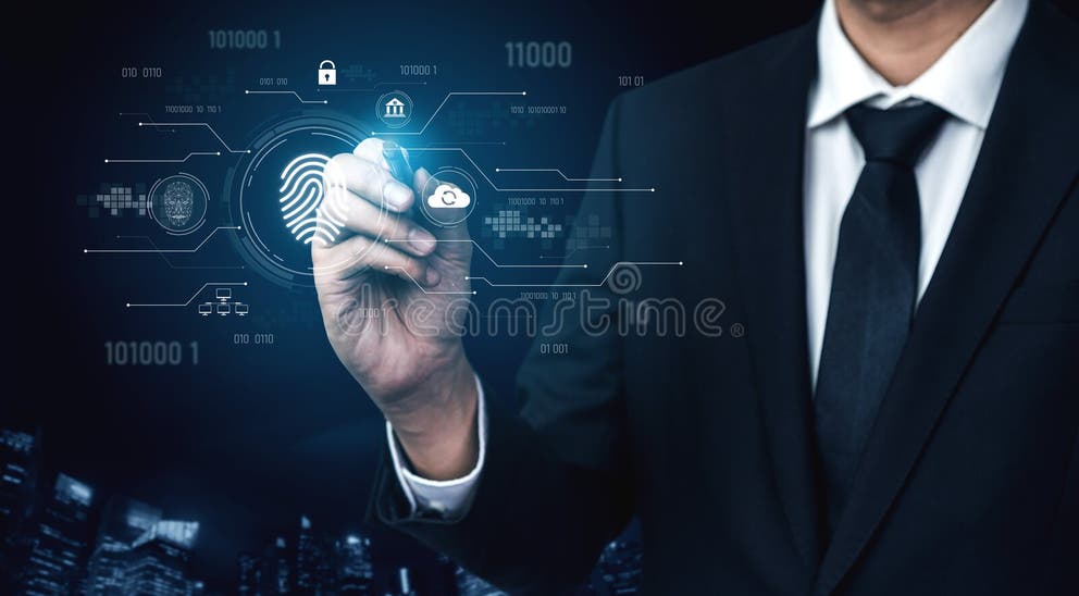 Biometric Authentication and Cybersecurity System Vouch Stock Image - Image of database, gate ...
