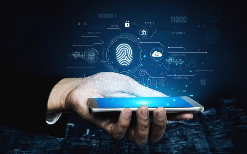 Biometric Authentication and Cybersecurity System Vouch Stock Photo - Image of fingerprint ...