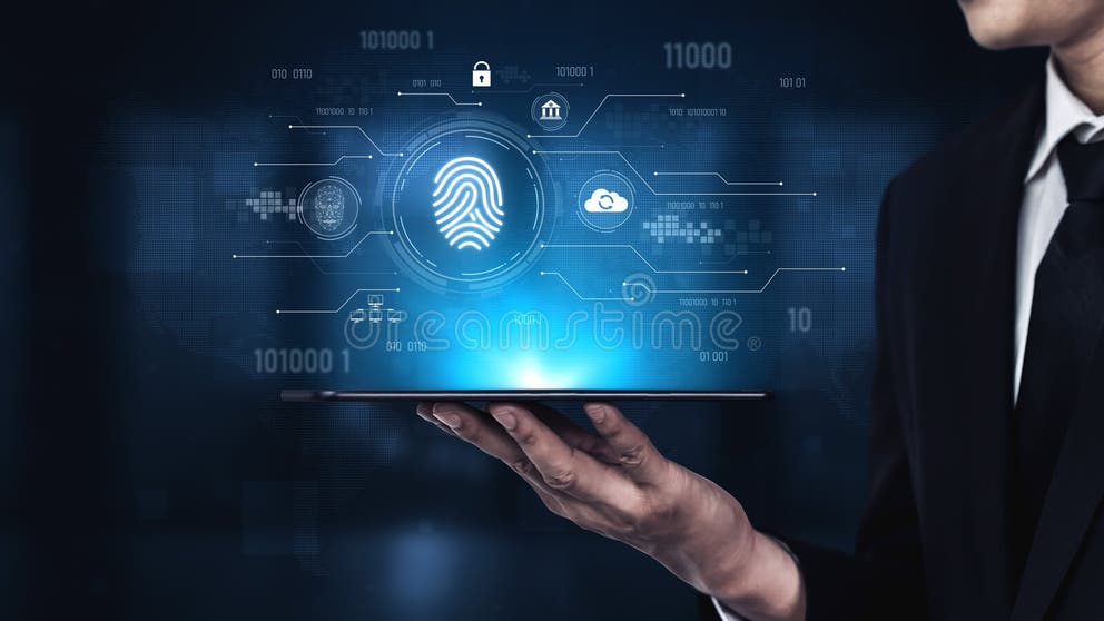 Biometric Authentication and Cybersecurity System Vouch Stock Image - Image of encryption ...
