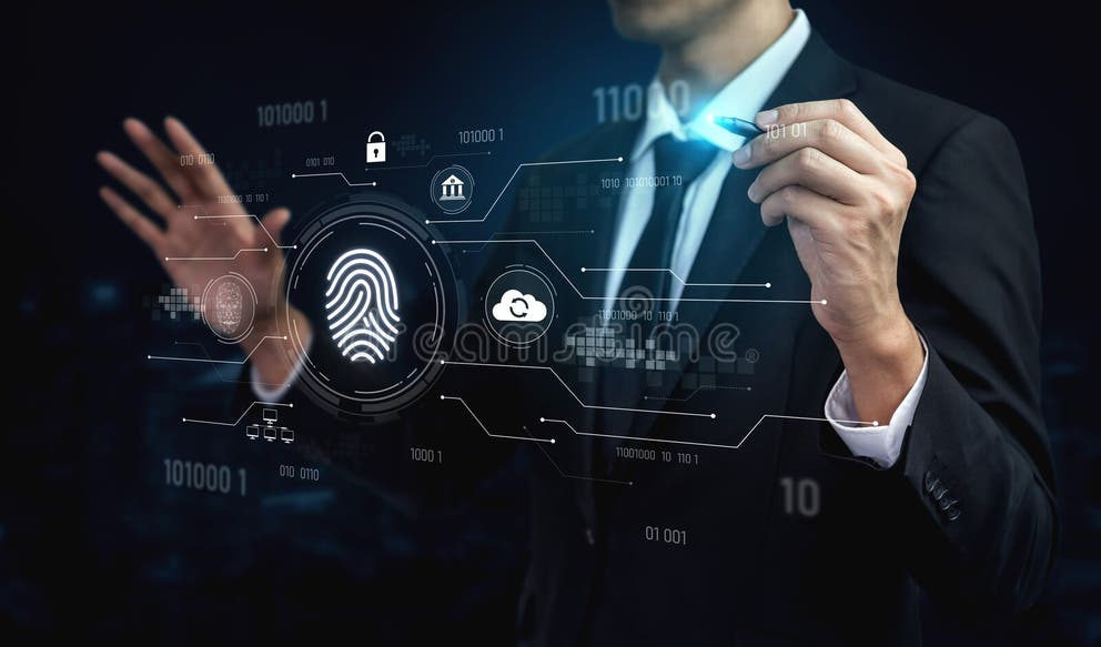 Biometric Authentication and Cybersecurity System Vouch Stock Image - Image of information, gate ...