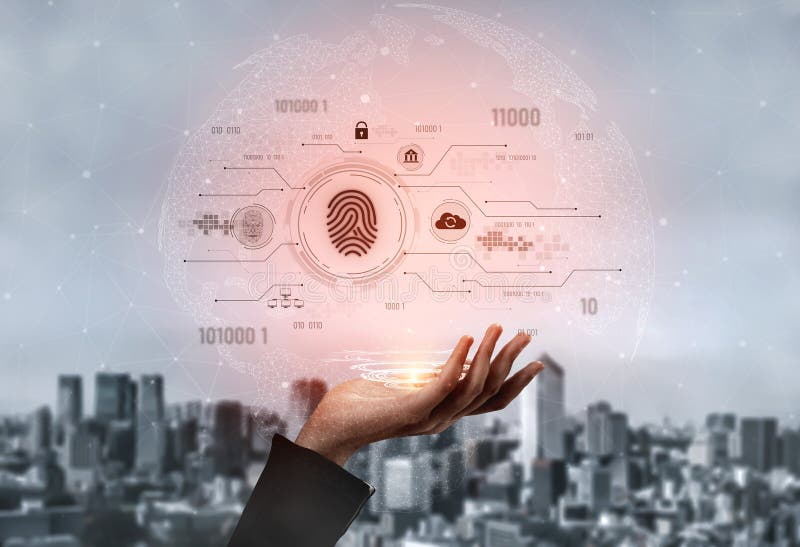 Biometric Authentication and Cybersecurity System Vouch Stock Illustration - Illustration of ...