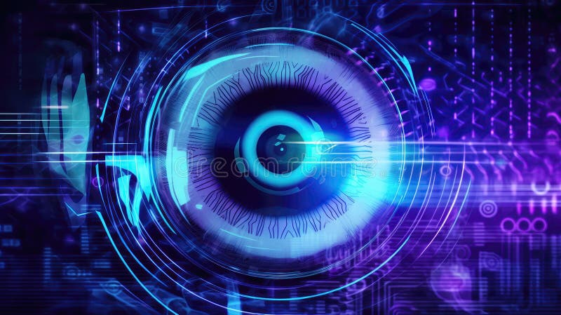 Biometric Authentication Eye Scanning Big Data Cybersecurity Blue ...