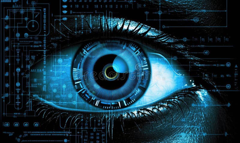 Biometric Authentication Eye Scanning Online Trading Chart Background ...