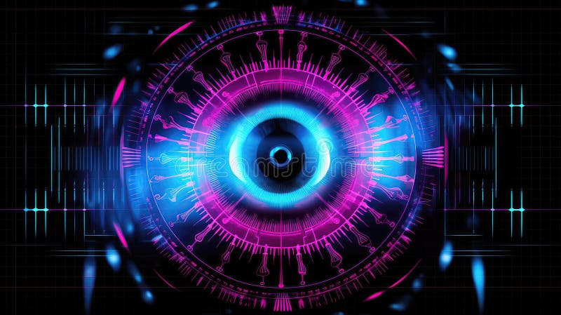 Biometric Authentication Eye Scanning Online Trading Chart Background ...