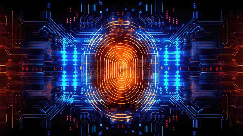 Biometric Authentication Fingerprint Scanning Circuit Board Background ...