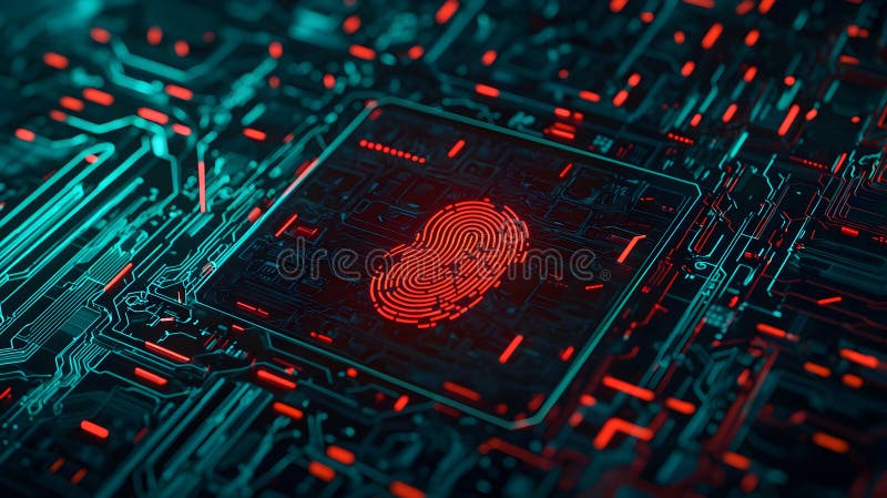 Biometric Authentication on a Futuristic Circuit Board, Symbolizing ...