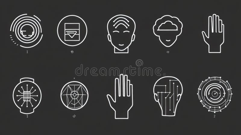 Biometric Authentication Icons Stock Illustration - Illustration of ...