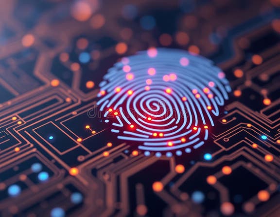 Biometric Authentication Tech Displayed on Digital Circuit Board ...