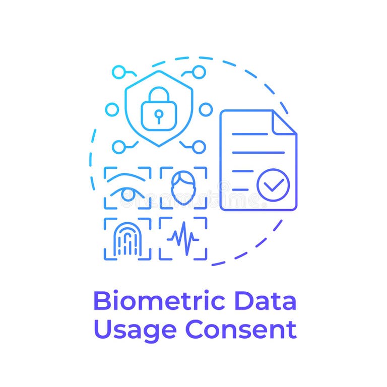 Biometric Data Usage Consent Blue Gradient Concept Icon Stock Photo - Image of vector, complex ...