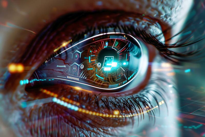 Biometric Digital Eye, Futuristic Technology, Augmented Reality Interface Stock Illustration ...
