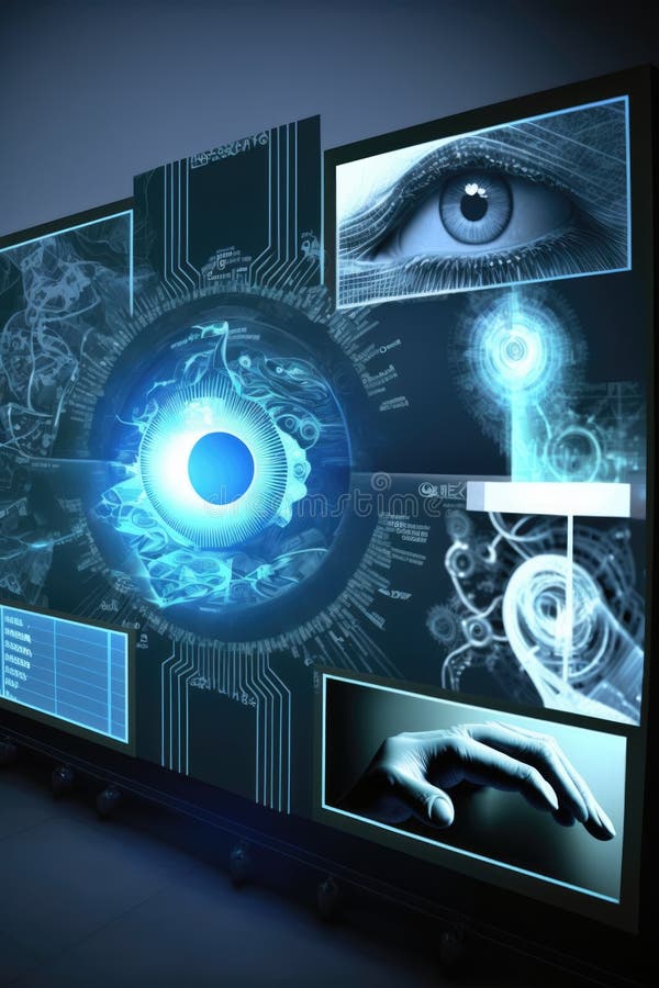 Biometric Eye Picture and Data Processing and Circuit Board, Created Using Generative Ai ...