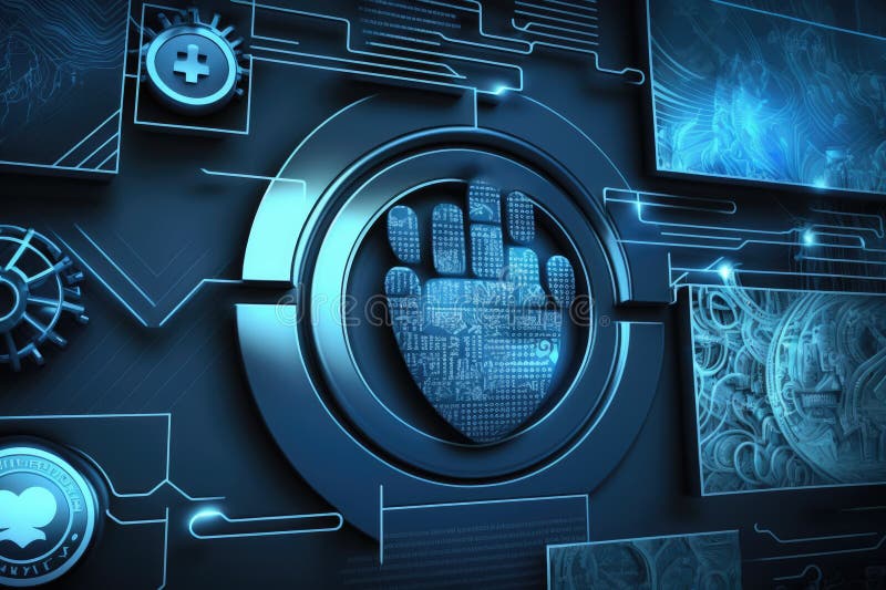 Biometric Fingerprint and Data Processing and Circuit Board, Created ...