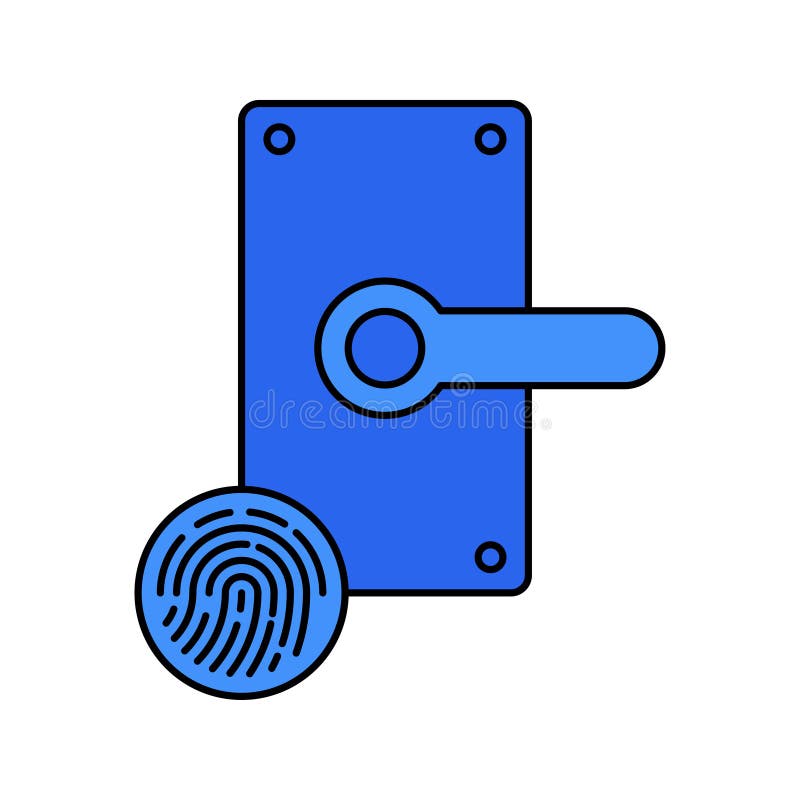 Biometric Fingerprint Door Lock Icon Stock Vector - Illustration of ...