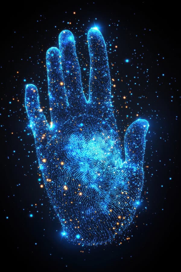Biometric Fingerprint with Glowing Digital Effects and Abstract Details ...