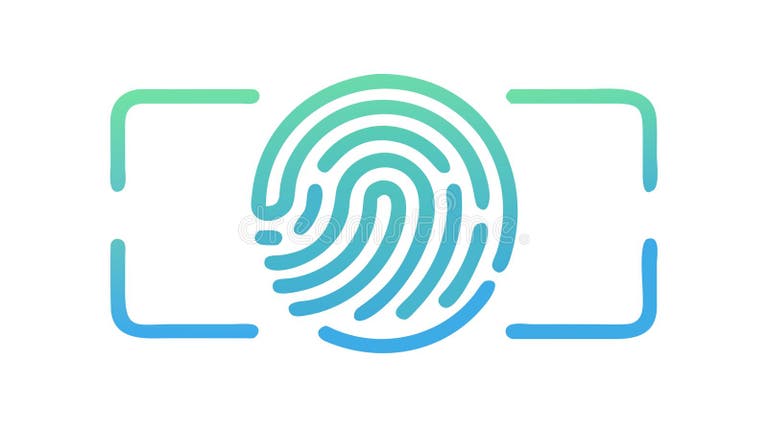 Biometric Fingerprint Scan Icon for Security Authentication, Vector ...