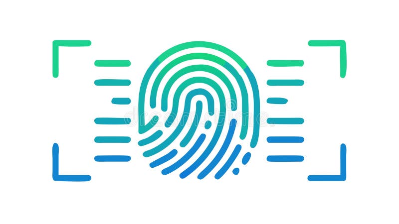 Biometric Fingerprint Scan Identity Authentication Icon, Vector Design ...